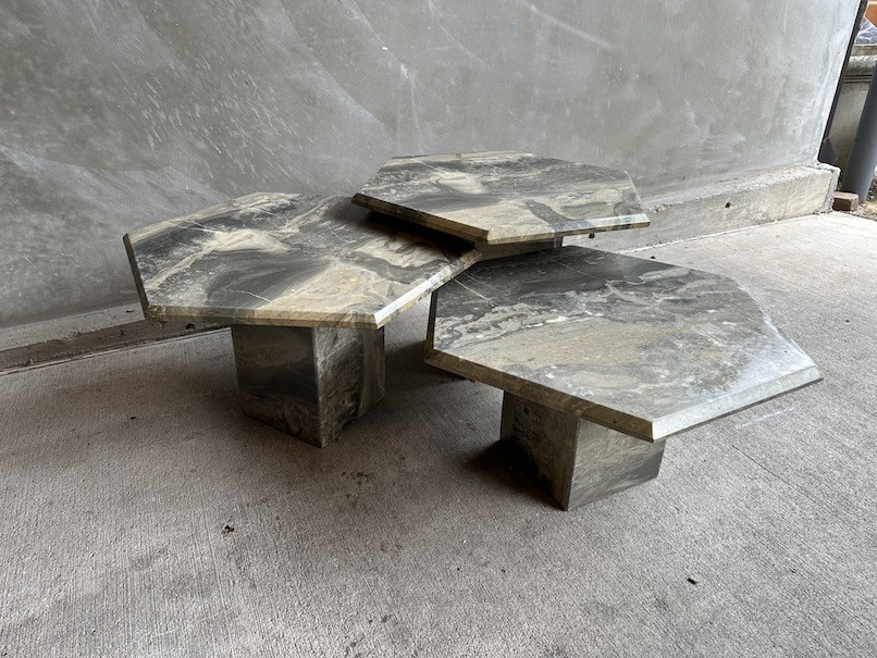 Set of Nesting Hexagon Gray Marble Tables, France, 1950’s – The Renner ...