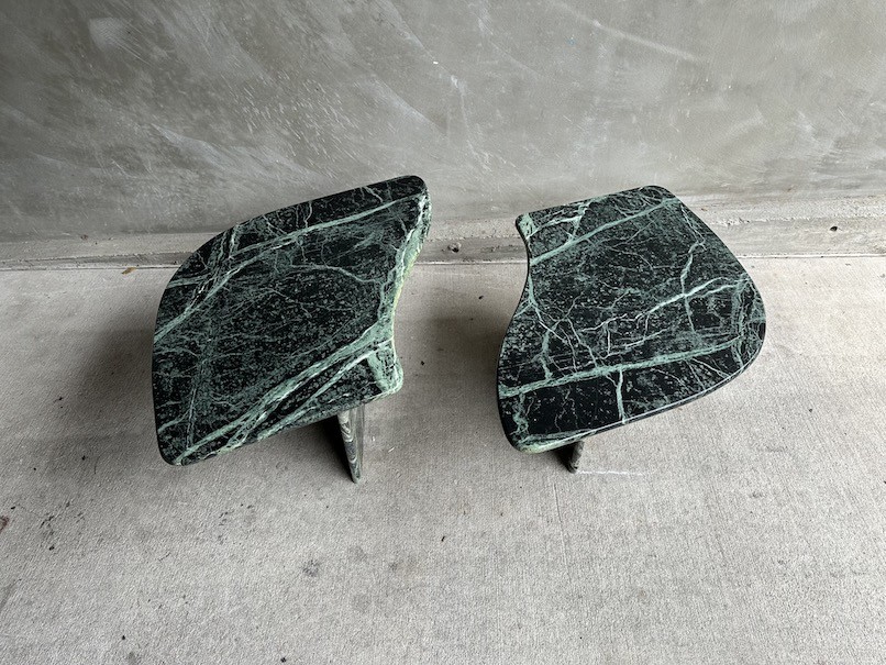 Green Marble Cocktail Table or Side Table, Italy, 1970’s (Two Available ...